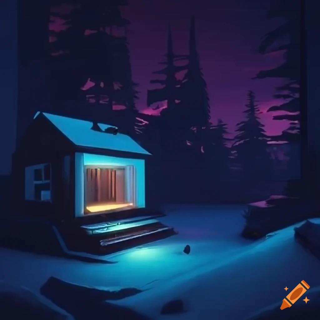 Chillwave apocalyptic mountain cabin on Craiyon