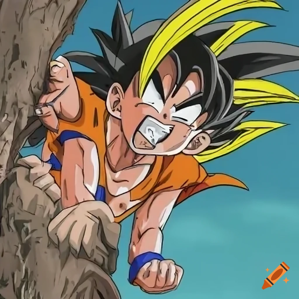 Goku eating a tree on Craiyon