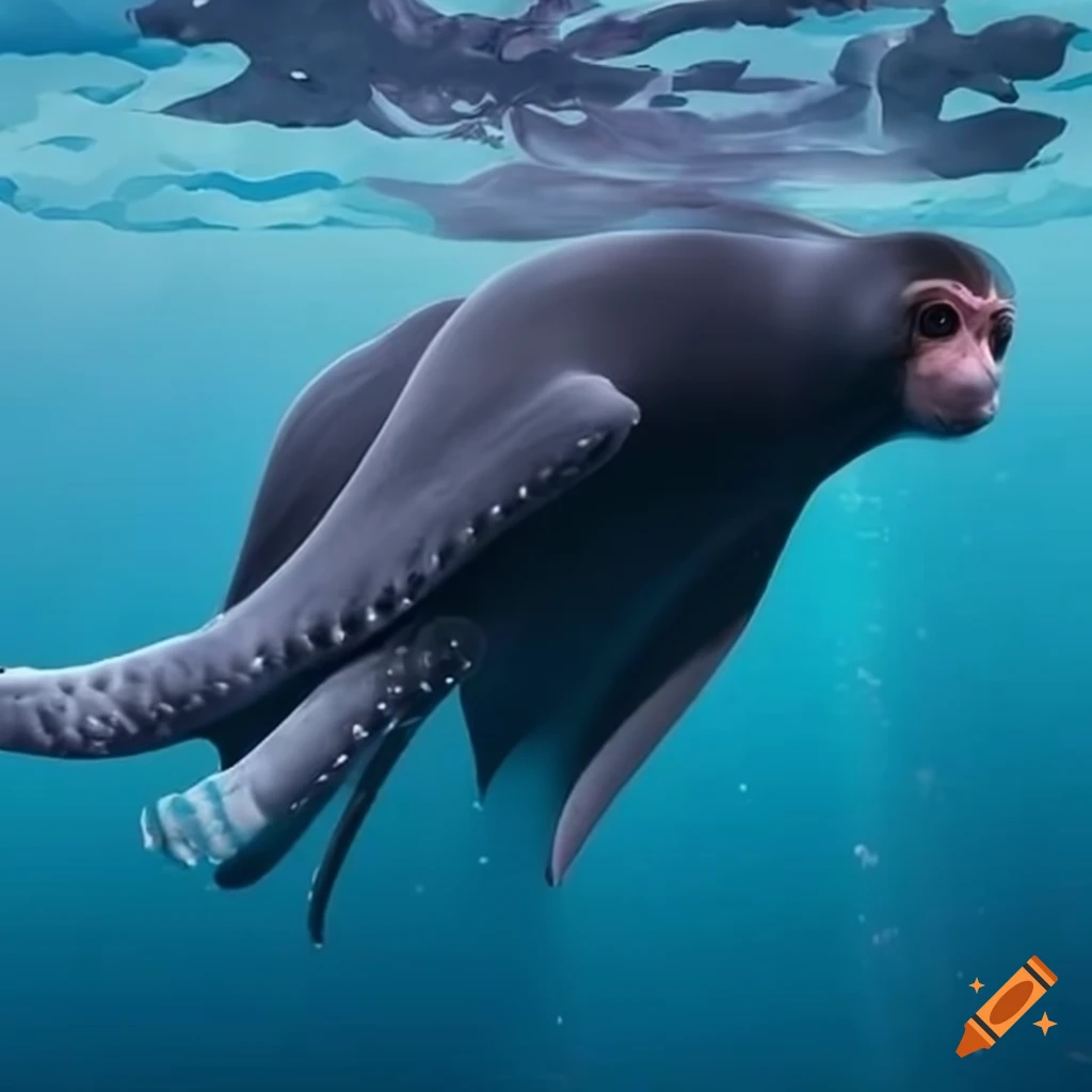 Whale-monkey hybrid creature on Craiyon