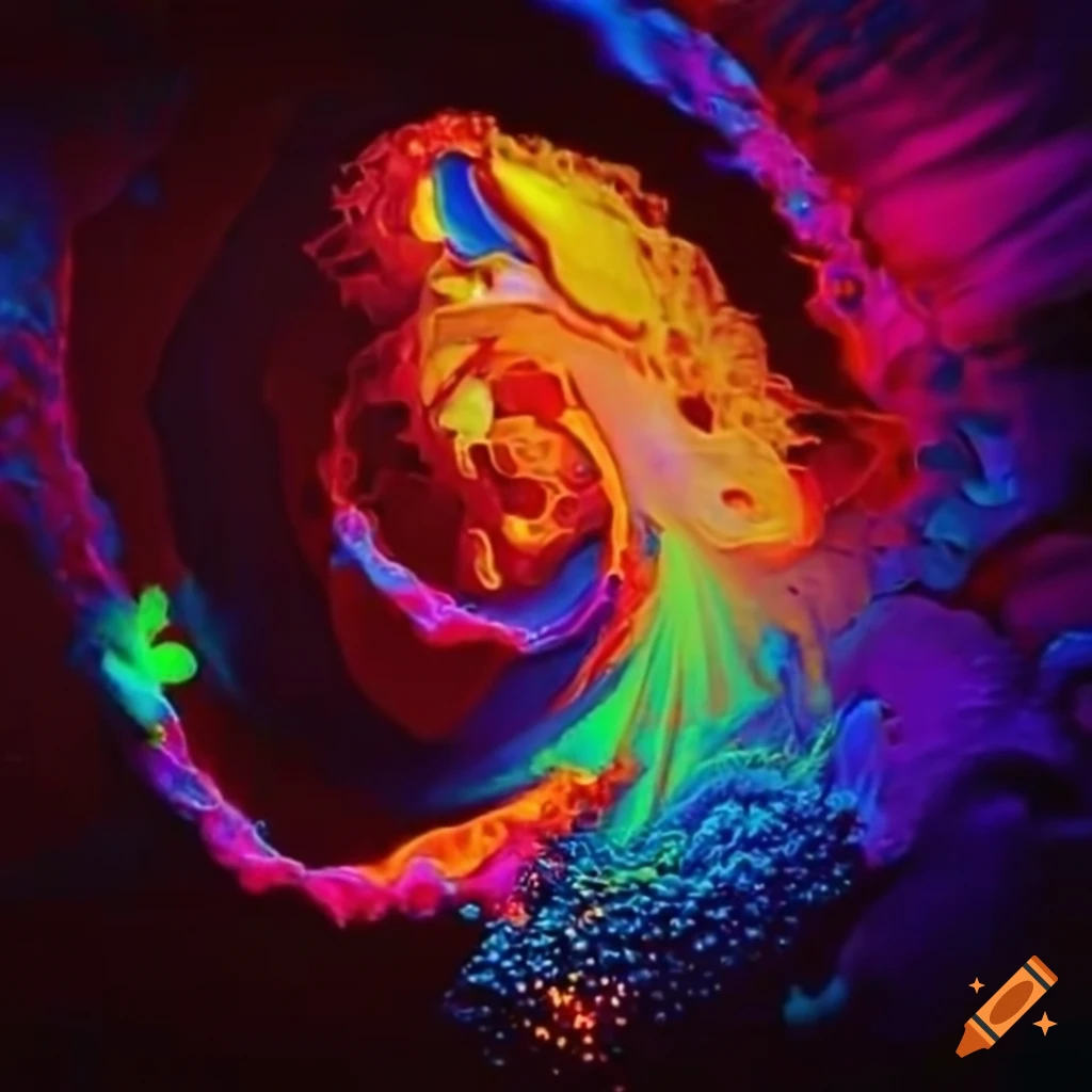 Colorful abstract representation of an acid trip on Craiyon