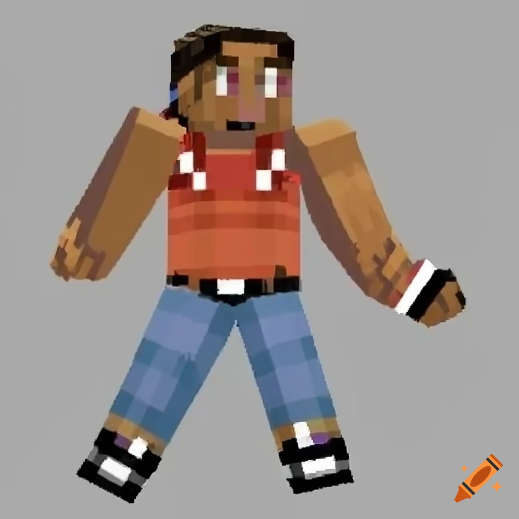 Ludacris character with large arms in Minecraft style on Craiyon