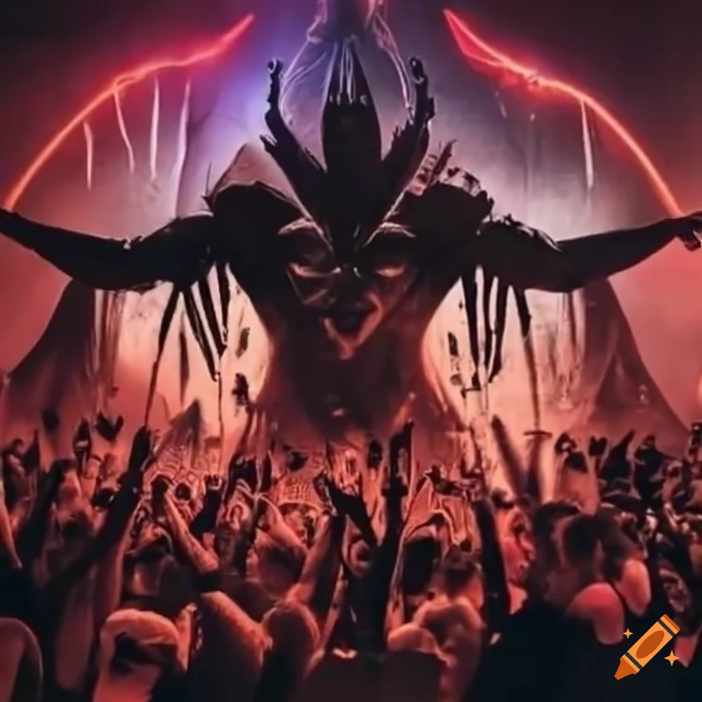 Cartel promoting a metal music festival in space on Craiyon