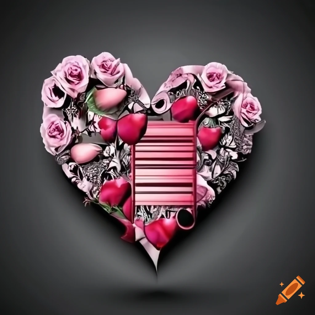 Beautiful music notes with roses forming a heart shape on Craiyon