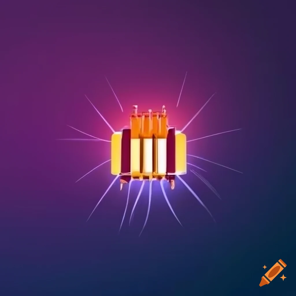 Minimalist 2D logo of an electrical transformer with dynamic energy on ...