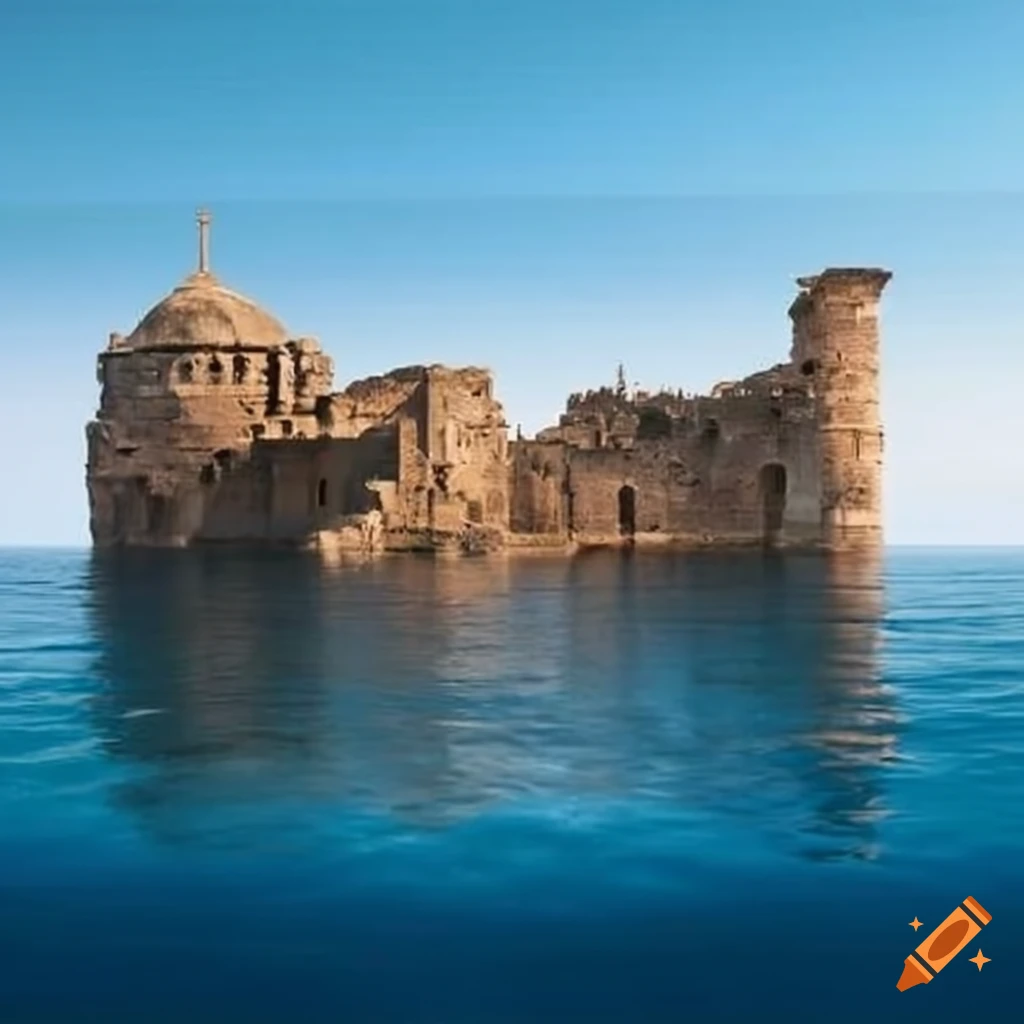 Ancient roman port on an island in the atlantic ocean on Craiyon