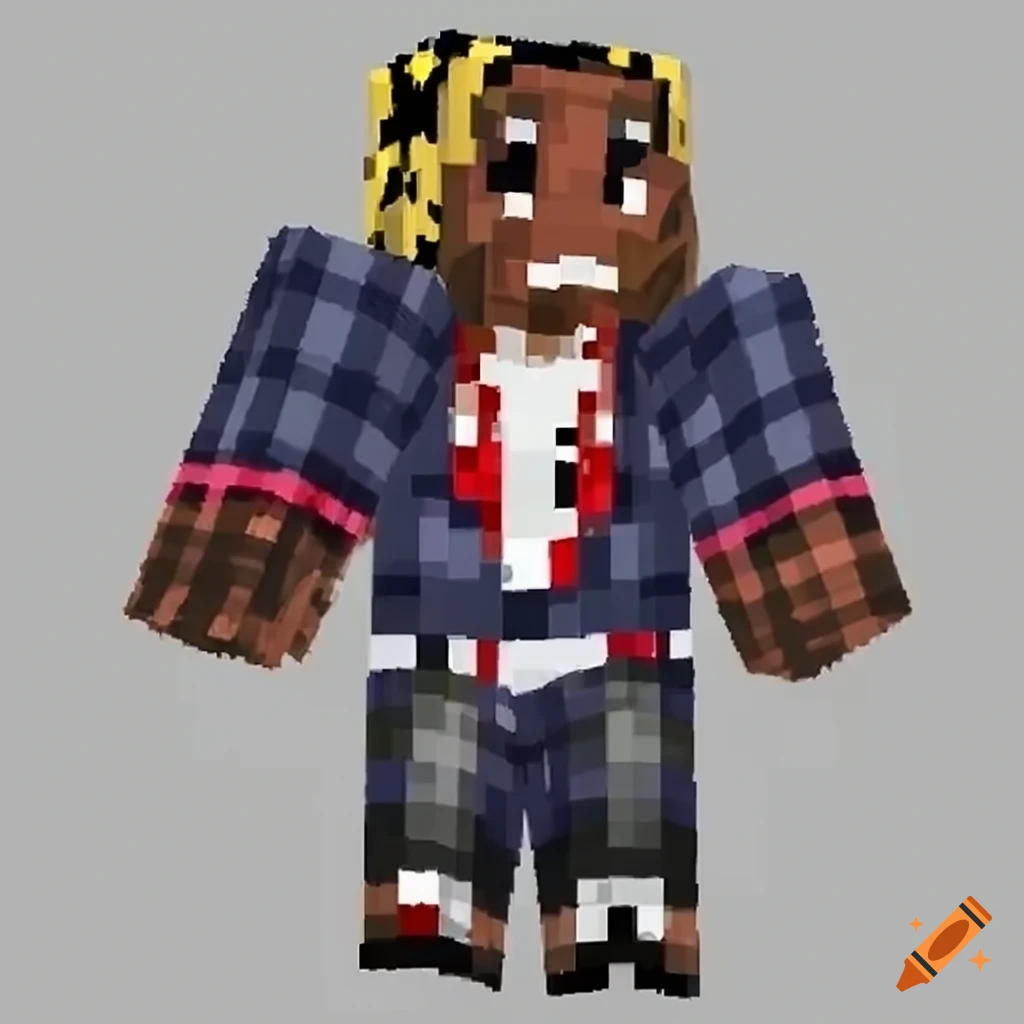 Character with lil durk style in minecraft skin on Craiyon