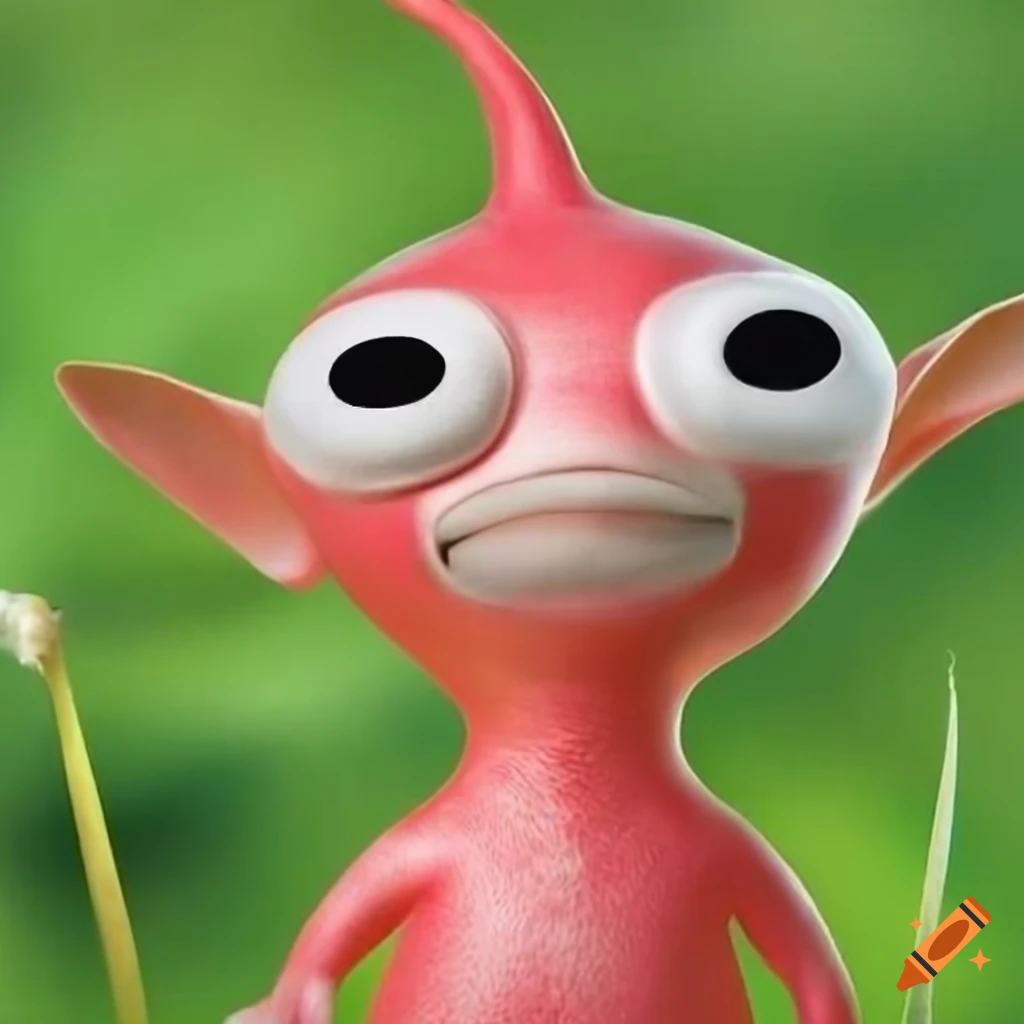 Scared pikmin character in a photograph on Craiyon