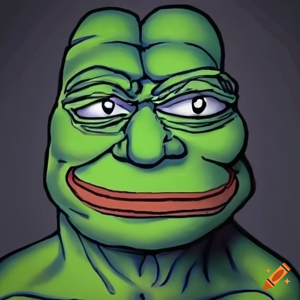 Pepe with a sharp jawline on Craiyon