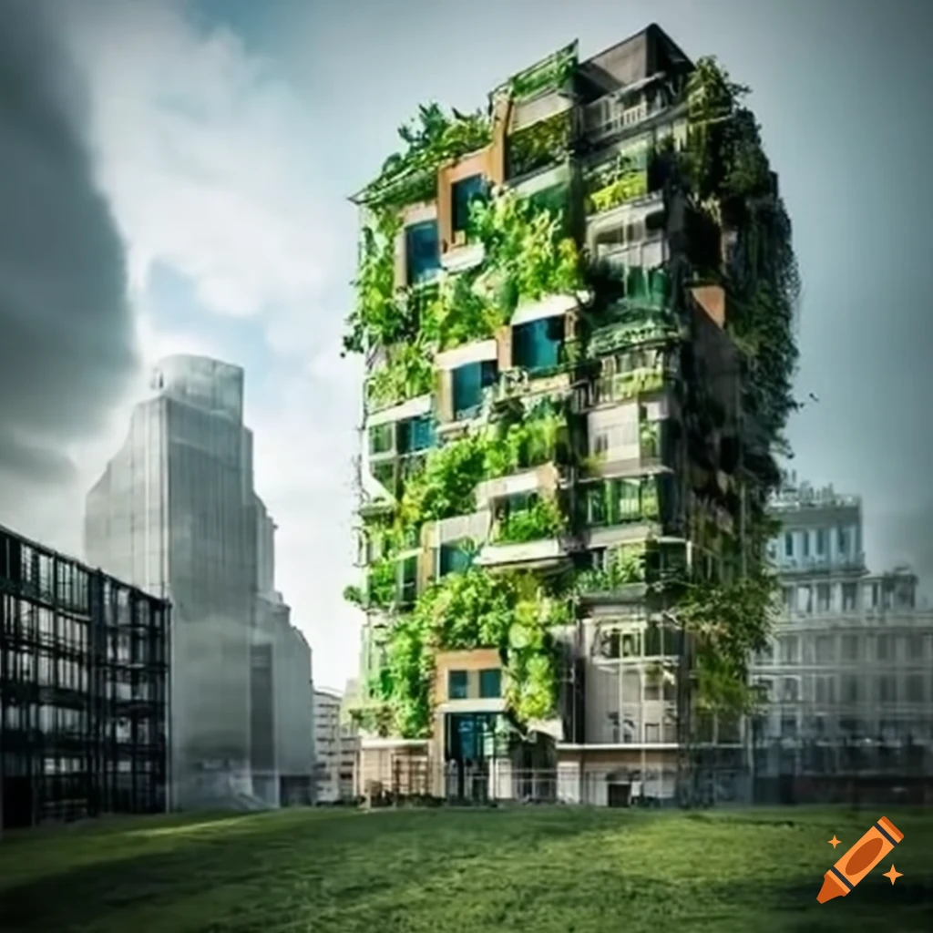 Recyclable green building in the middle of London on Craiyon