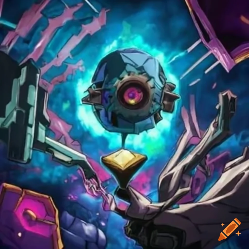 Yugioh art depicting a space junk scene on Craiyon
