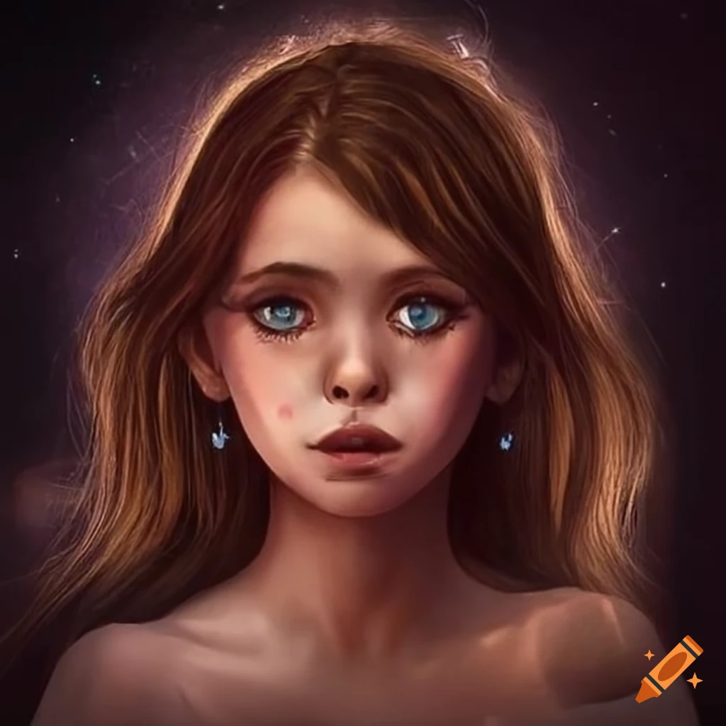 Sketch of a girl with starry eyes on Craiyon