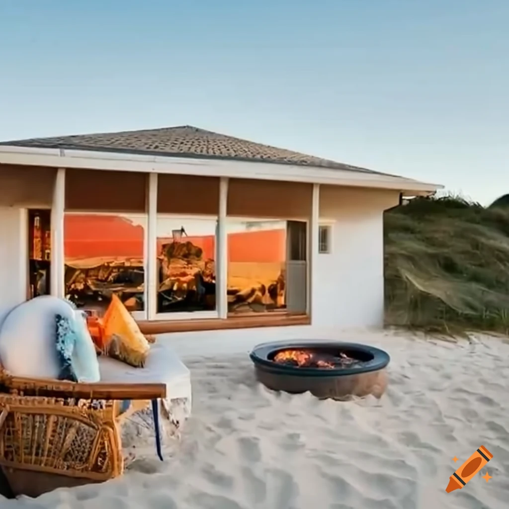 Elegant beach house with cozy veranda, firepit, and writing nook among ...