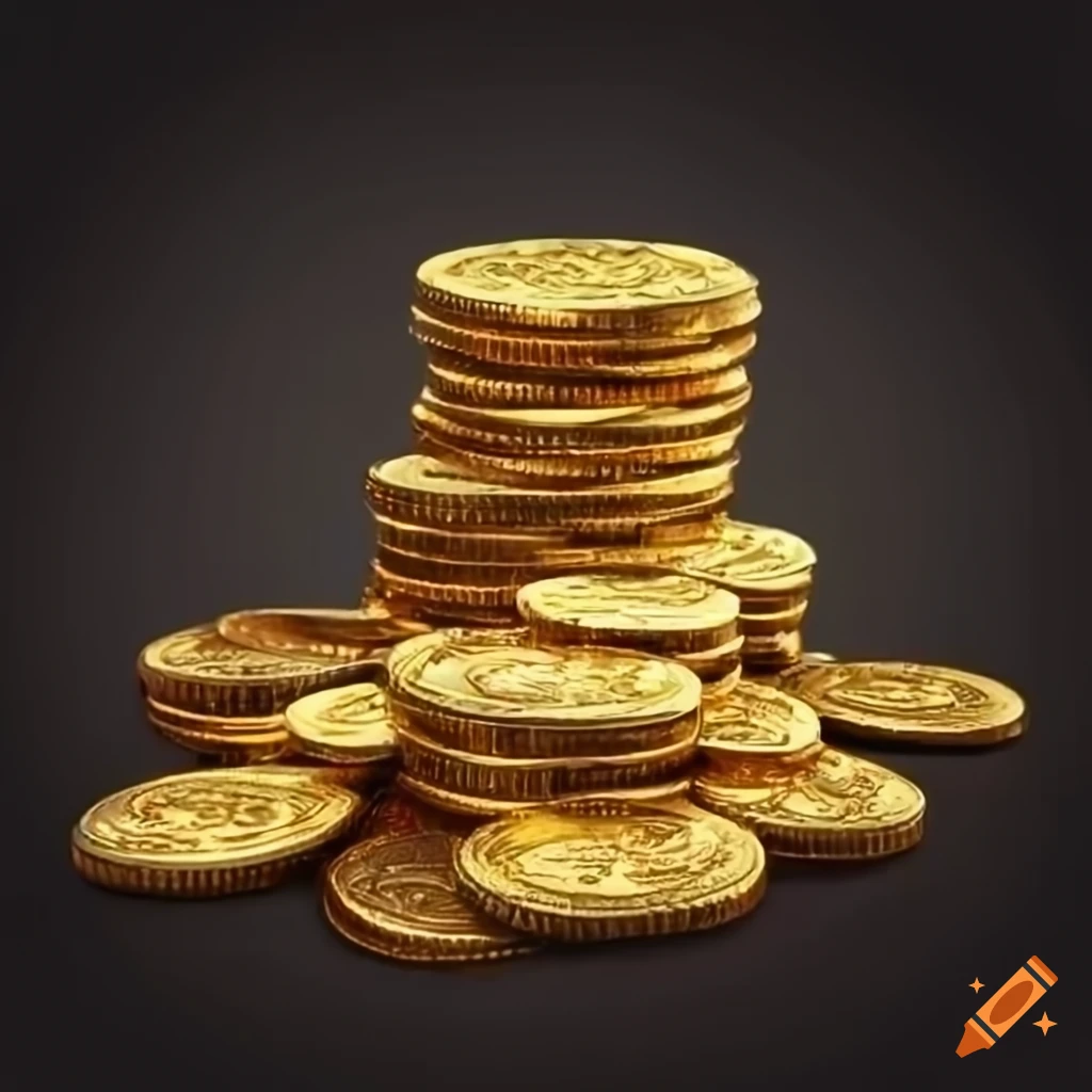 Stack of medieval fantasy gold coins on Craiyon