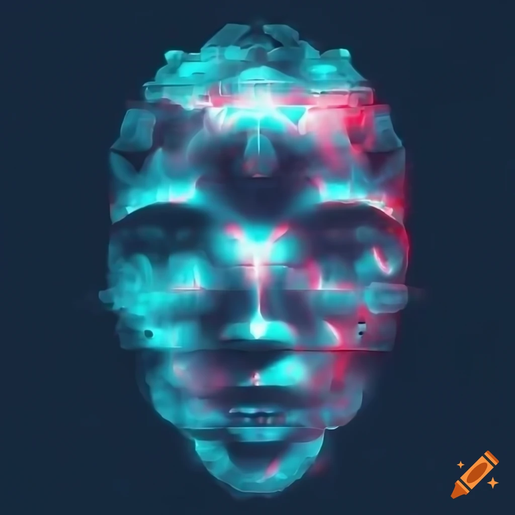 Techno abstract artificial intelligence concept with a transparent face ...