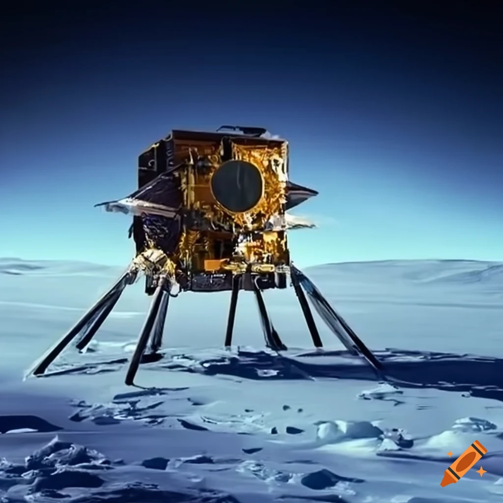 Nasa lander collecting ice samples from icy valley on a moon on Craiyon