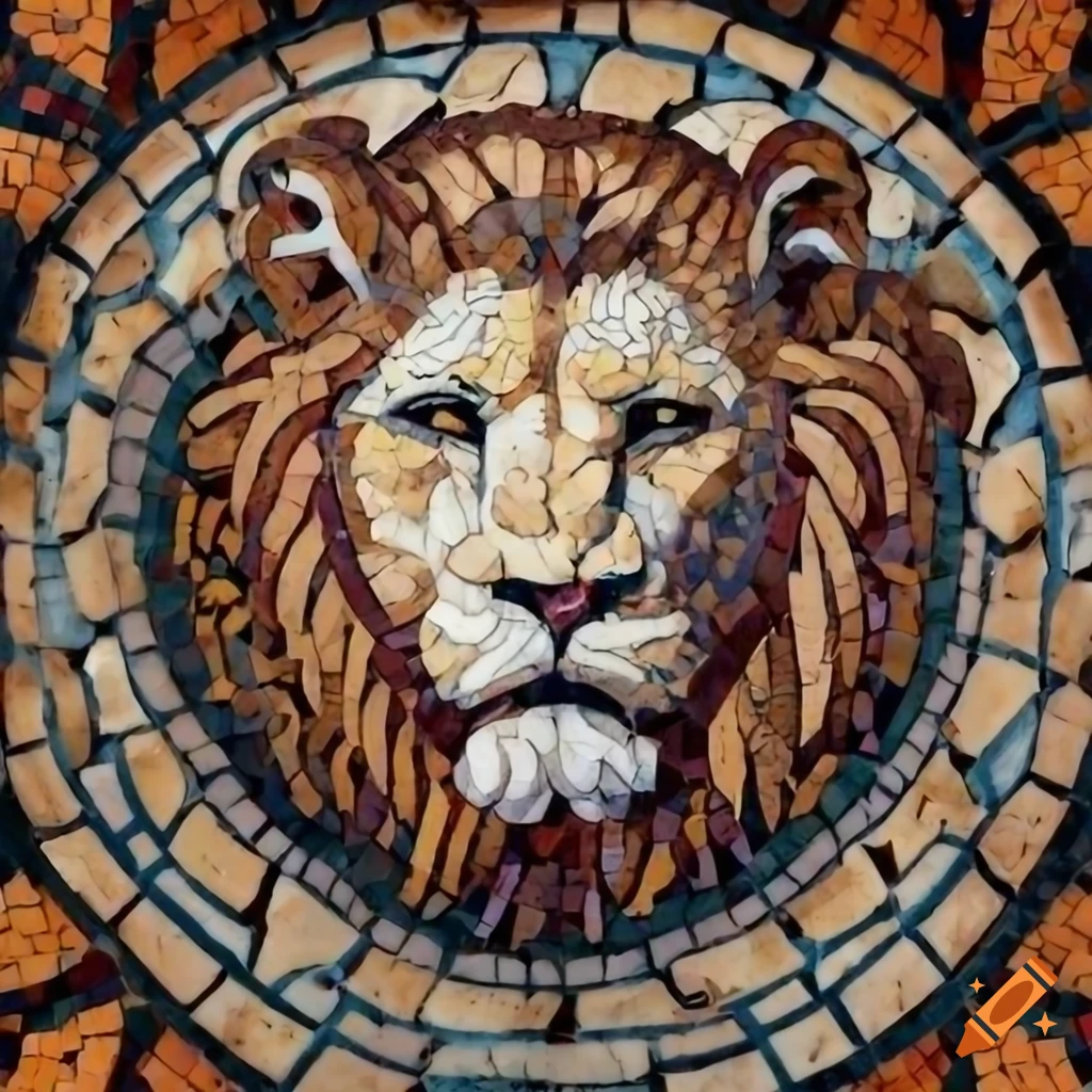 Lion greek mythology tile mosaic on Craiyon