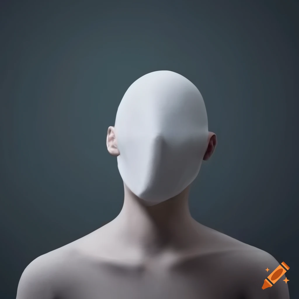 Faceless man gazing at a handsome mask on Craiyon