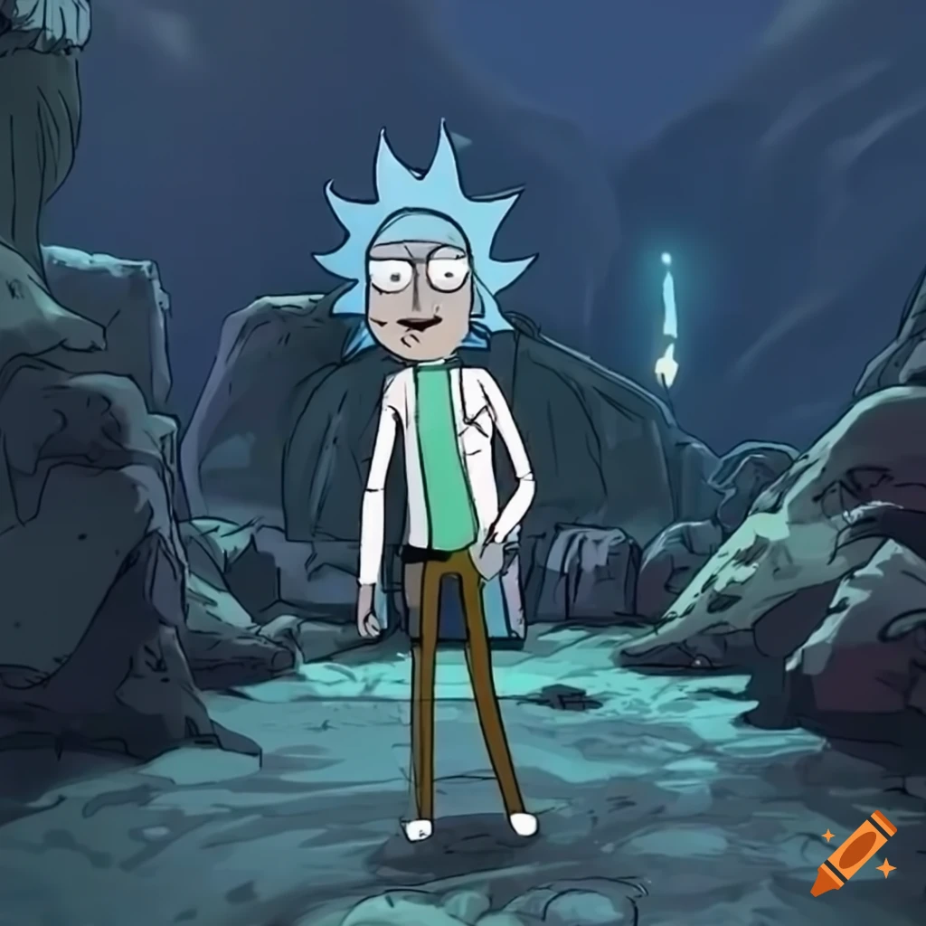 Scene from the animated sci-fi show rick and morty on Craiyon
