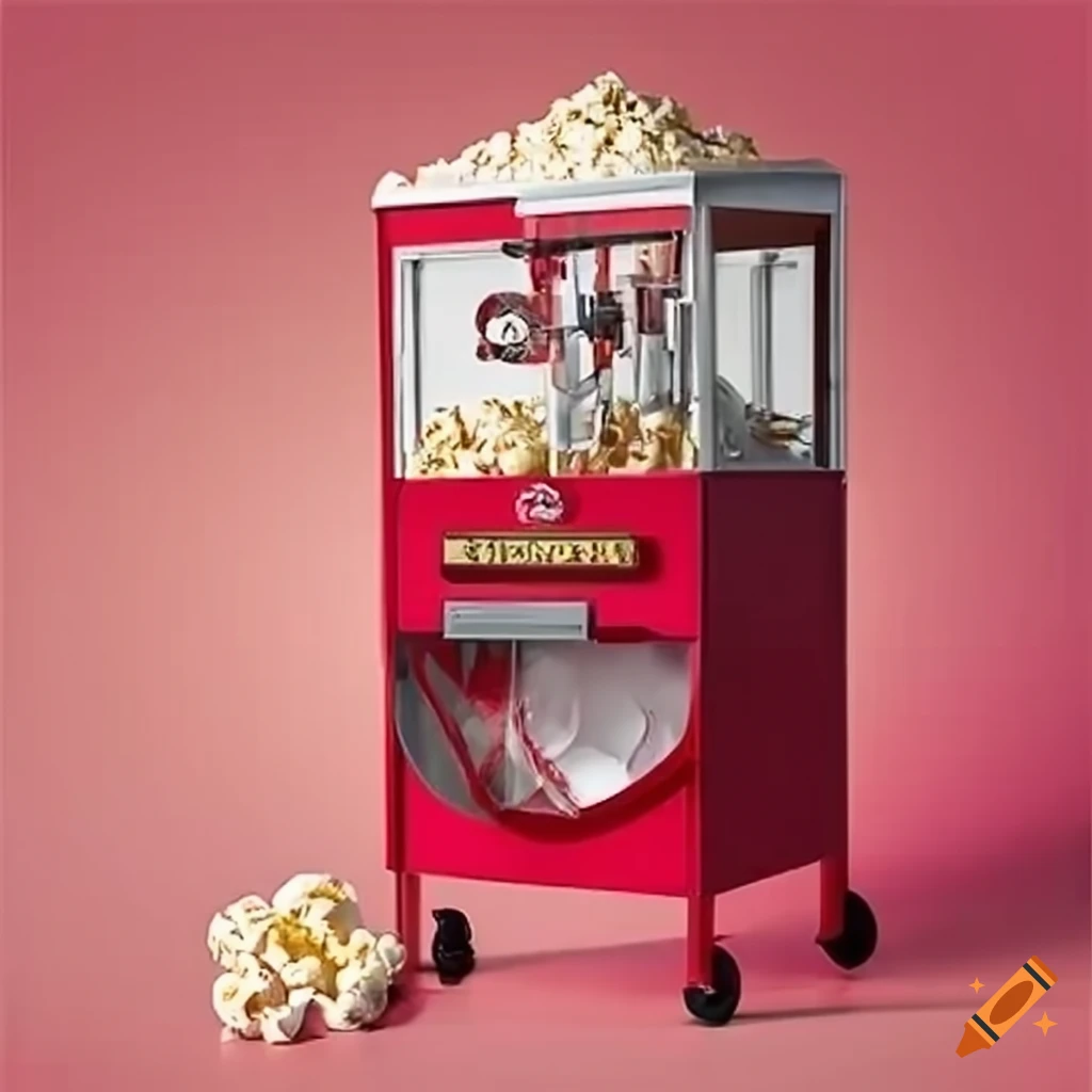 Popcorn machine stand with wheels on Craiyon