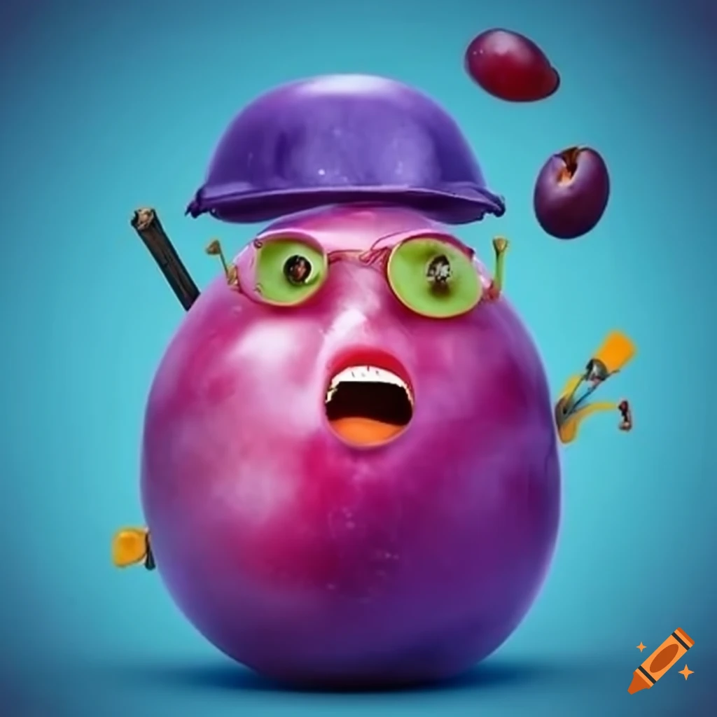 Playful fruit named plum in a plumber outfit on Craiyon