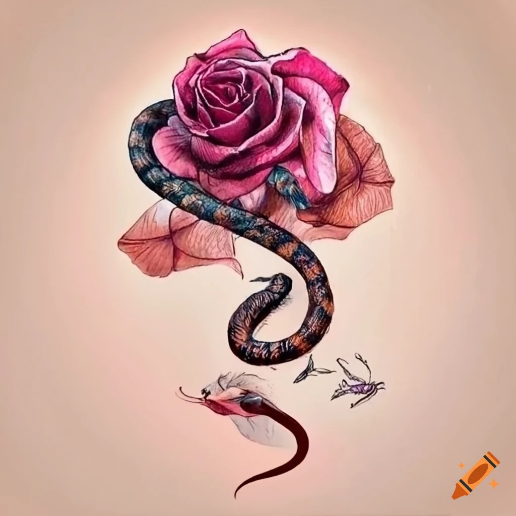 Snake and rose on Craiyon