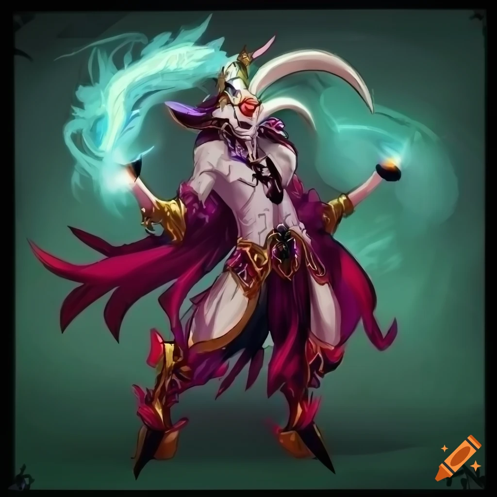 Heavily-stylised regal demon goat warlord with corkscrew horns in an ...