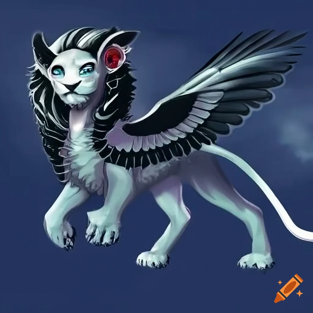 Mythological black quartz winged lion woman sphinx on Craiyon