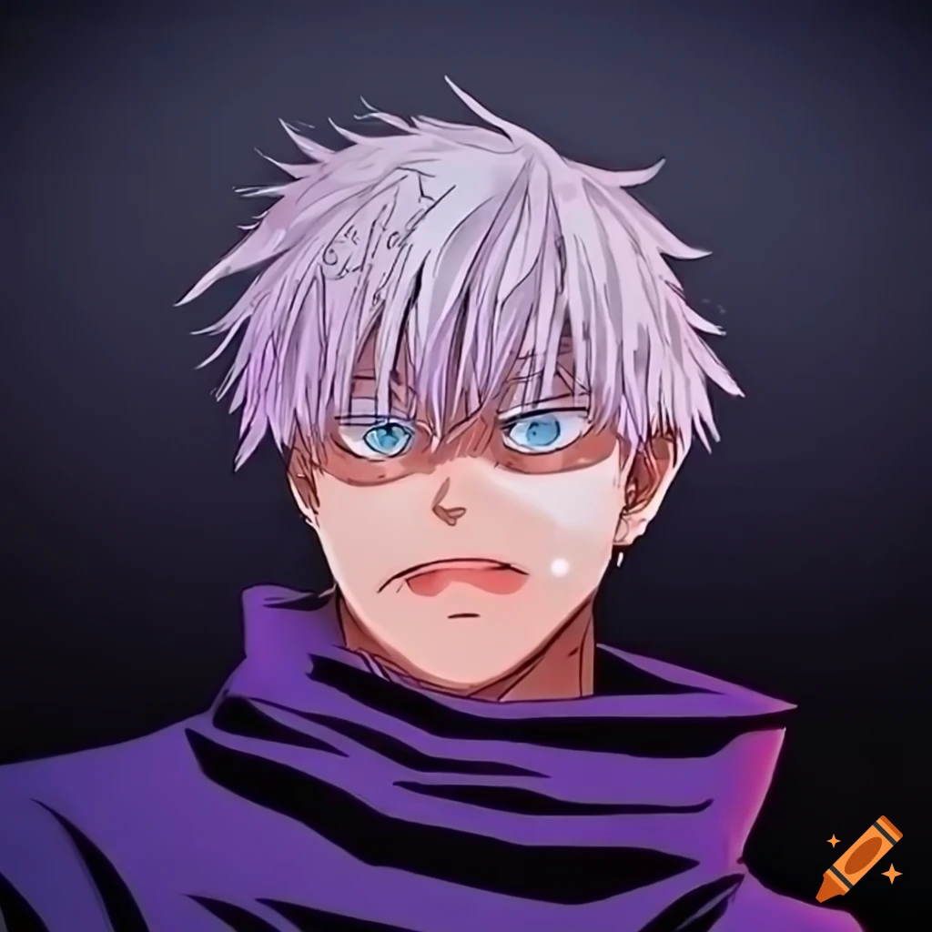 Close up shot of gojo satoru in anime style on Craiyon