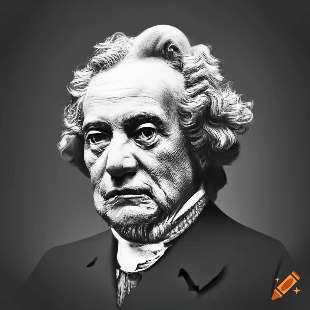 Black and white portrait of a classical composer on Craiyon