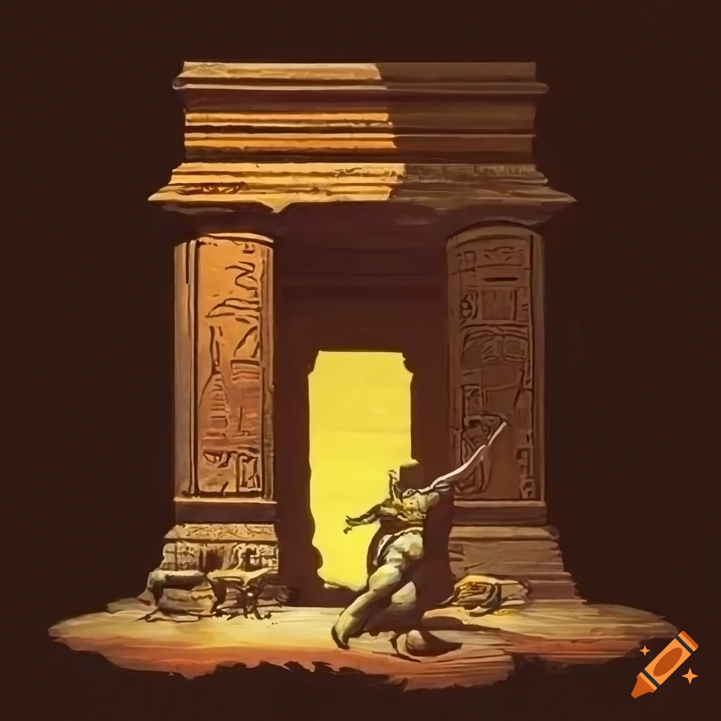 Ancient egypt marble pillar inspired by frank frazetta style on Craiyon
