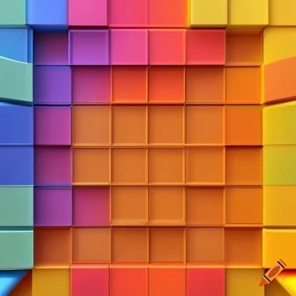 Colorful 3d grid of intricately designed textured tiles on Craiyon