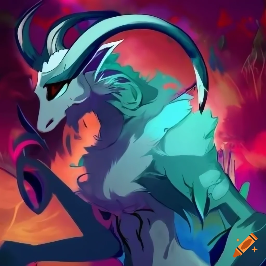 Ethereal anthro avian goat demon in a fantasy anime style on Craiyon