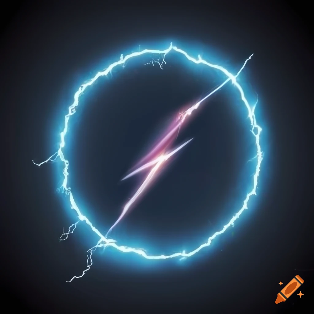 Electrifying circle with lightning bolt on black background on Craiyon