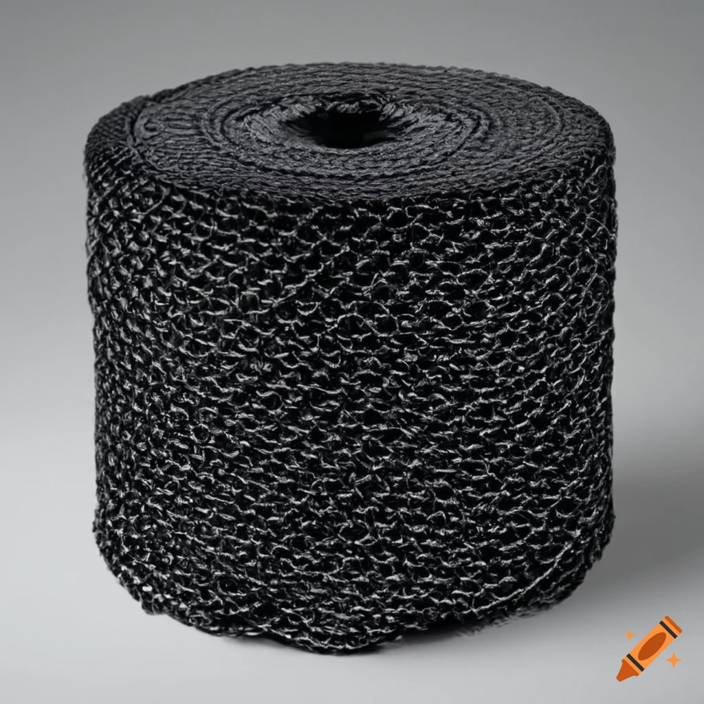 Textile chainmail made of black plastic zipper pulls on Craiyon