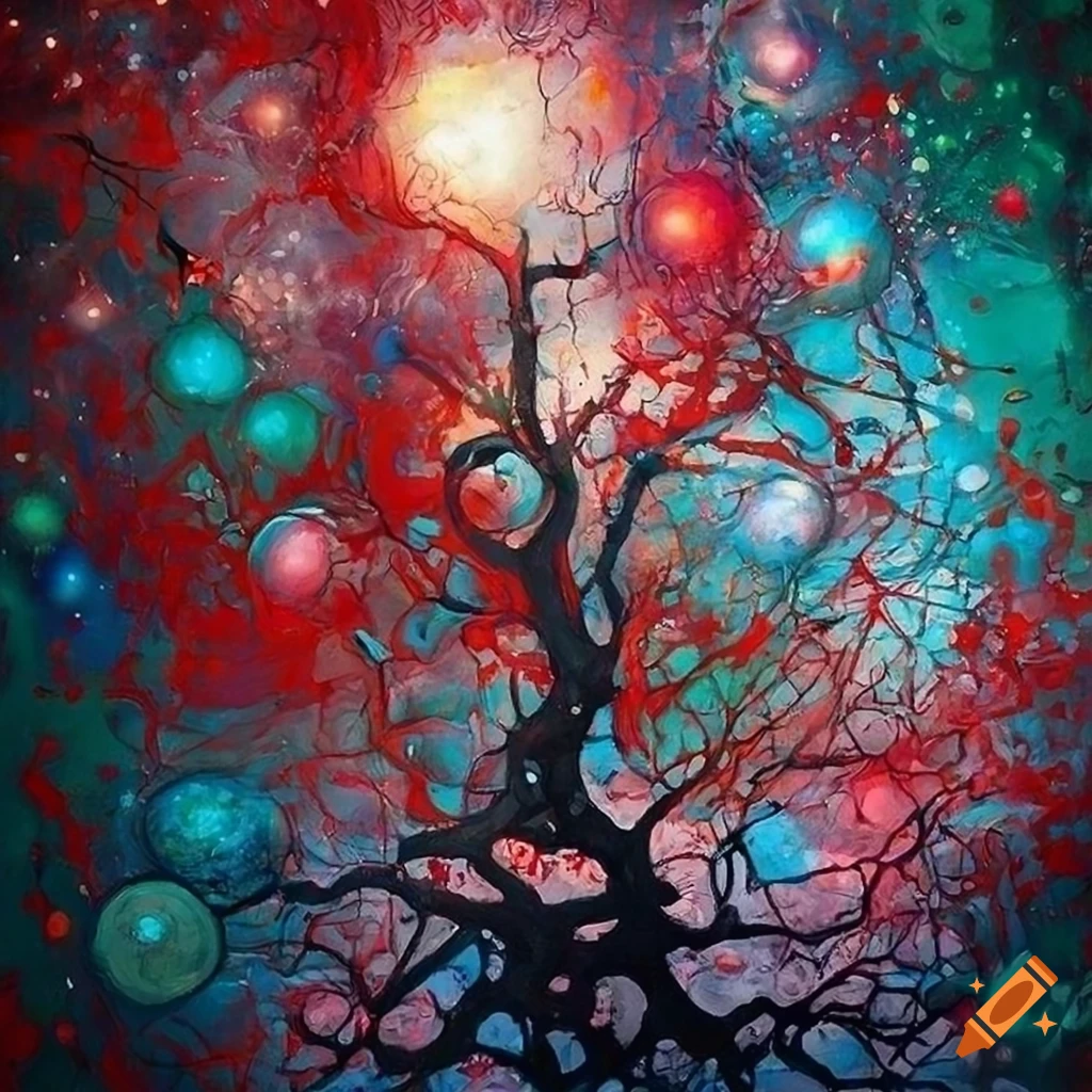 Galaxy in a tree of life painting by various artists, highly detailed ...