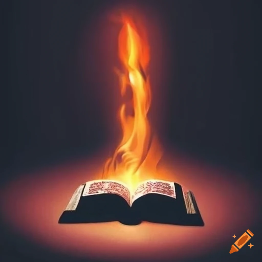 Flame glowing over bible on Craiyon