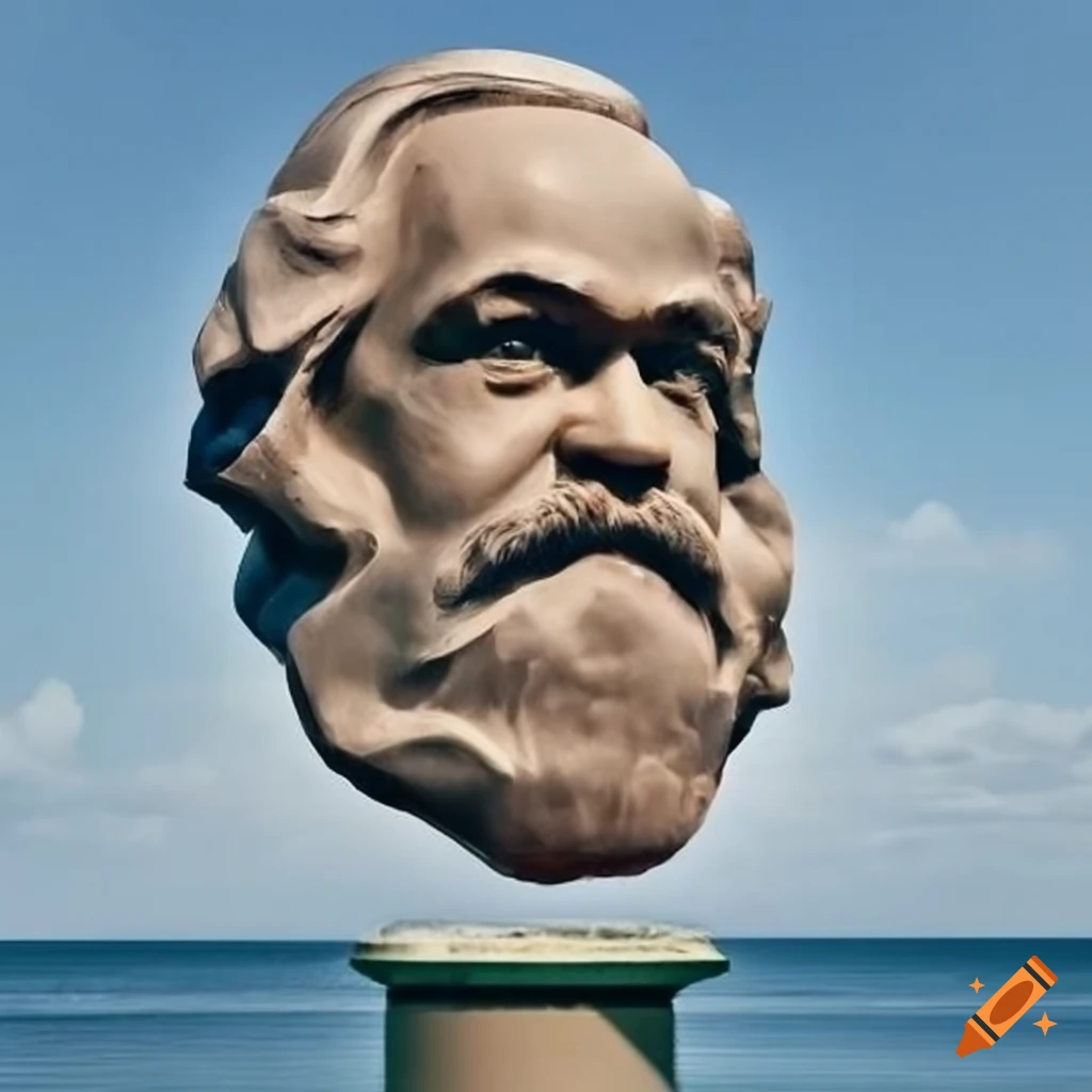 Karl marx statue by the baltic sea on Craiyon