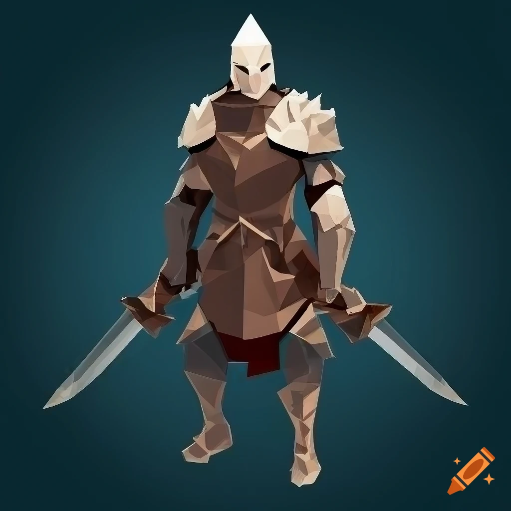 Swordsmen in a fantasy low poly game icon on Craiyon