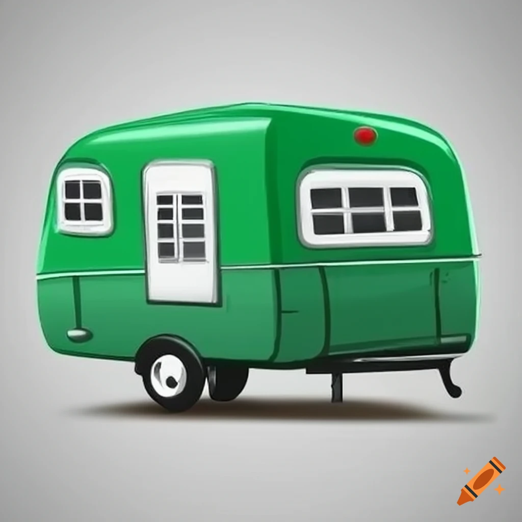 Cartoon green rv trailer on Craiyon