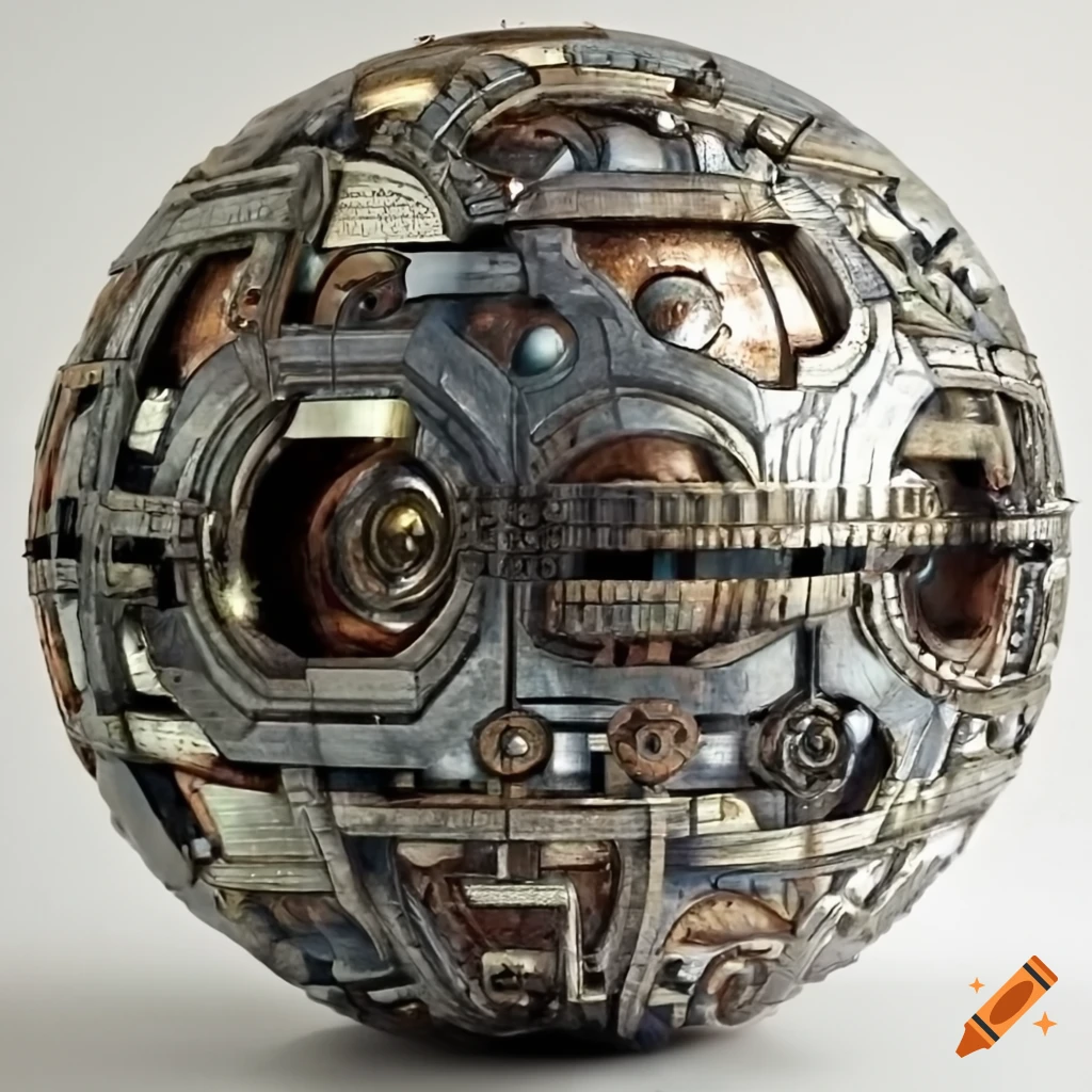 Steampunk design of a borg sphere on Craiyon