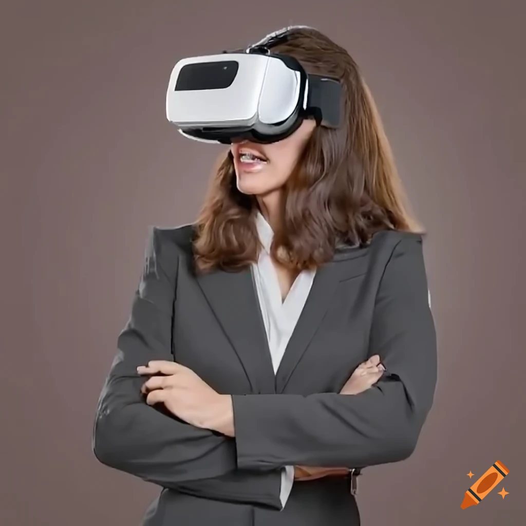 Female barrister using vr mask during plea on Craiyon