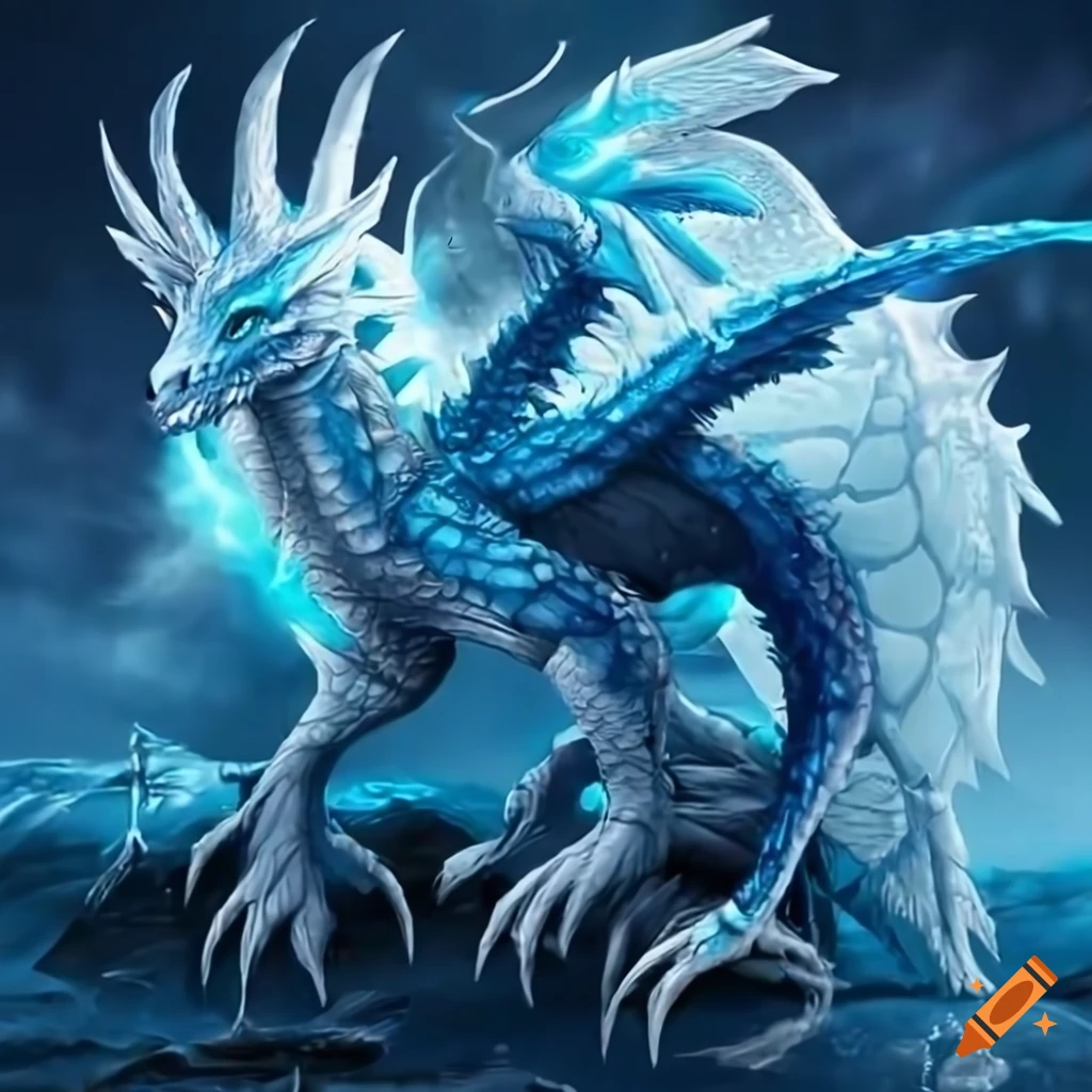 High definition image of a frost dragon on Craiyon