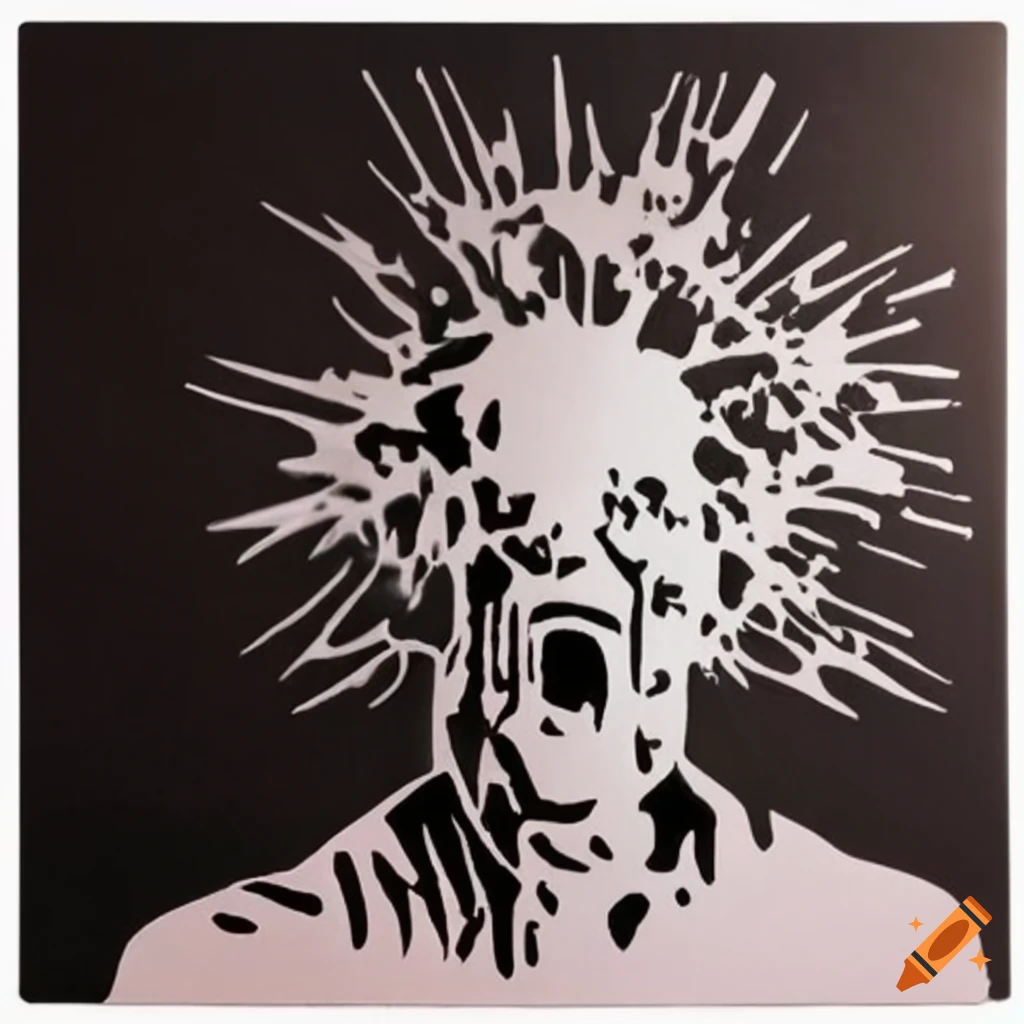 Exploding person in banksy stencil art on Craiyon