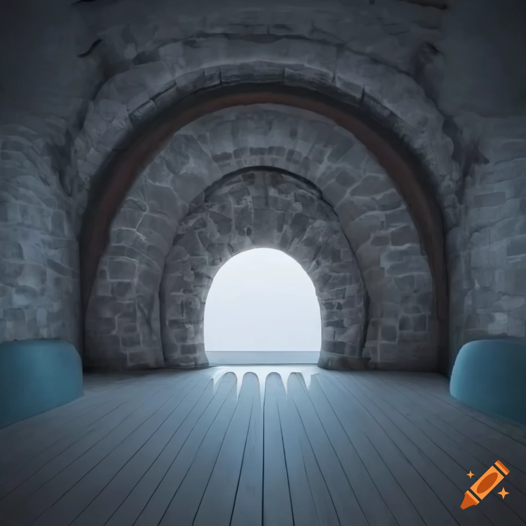 Stone room with elliptical arch on Craiyon