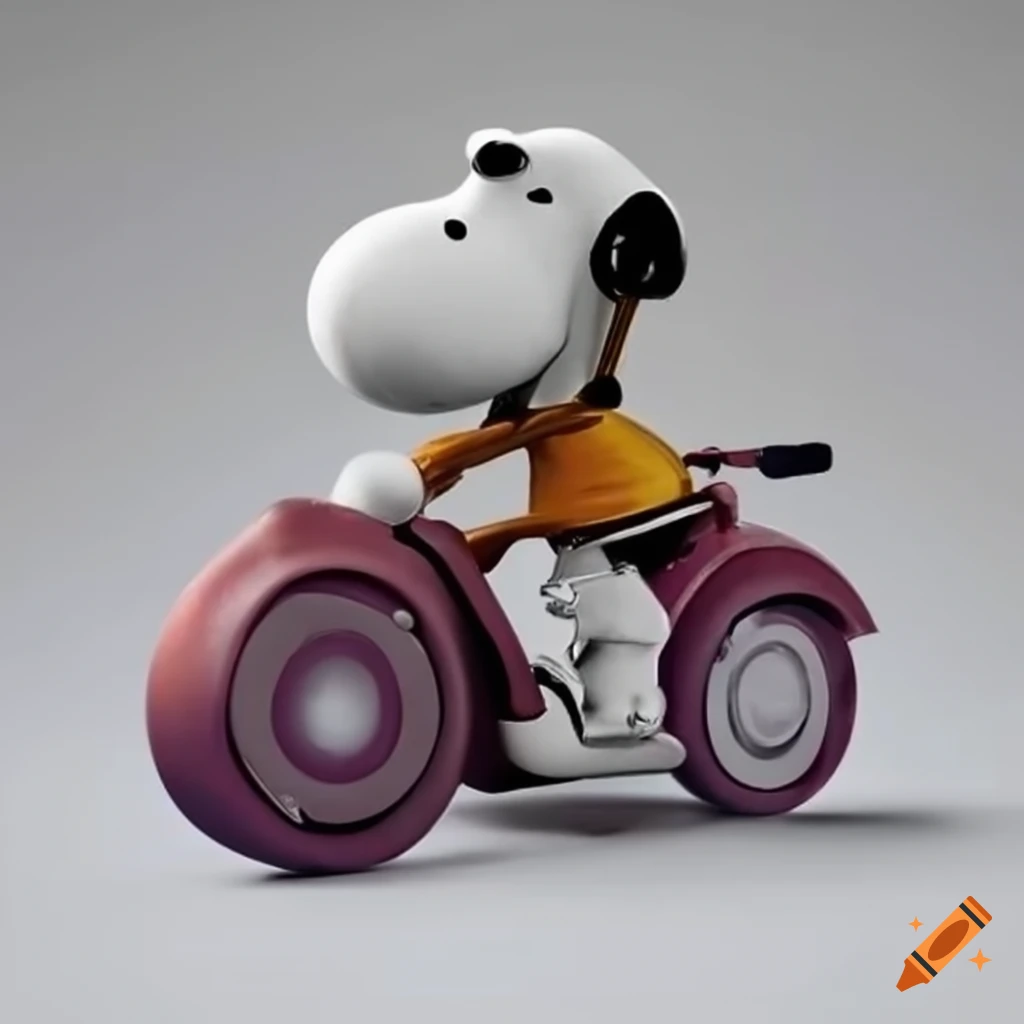 Snoopy riding a motorcycle on Craiyon
