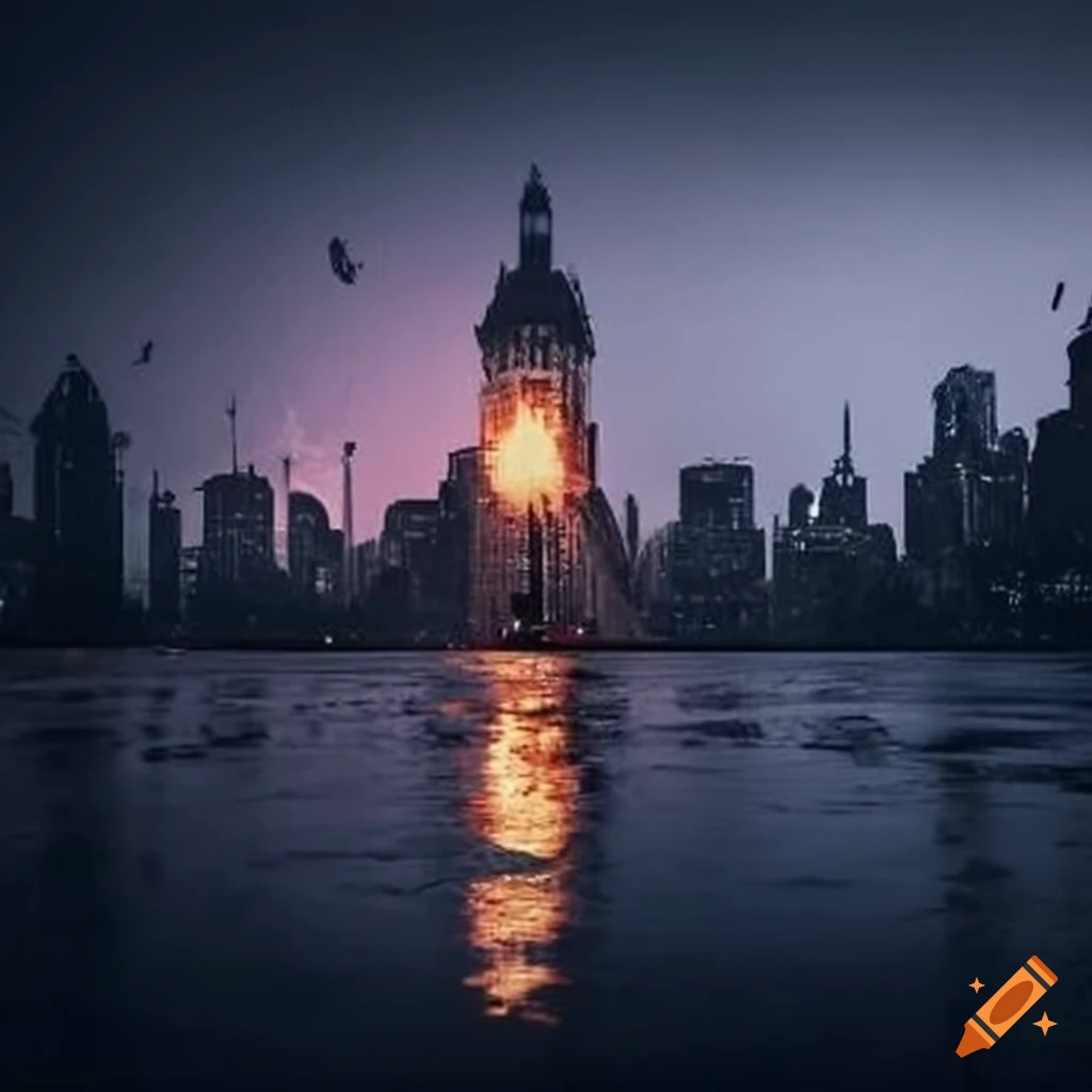 Cityscape with a sad serenade in shades of gray on Craiyon