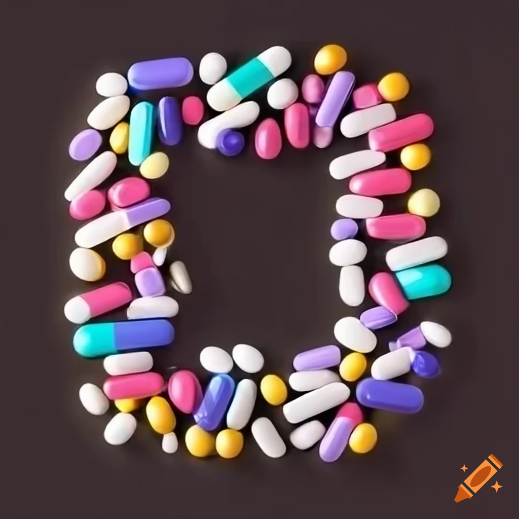 Pharmaceutical pills creating alphabet letters in an artistic way on ...