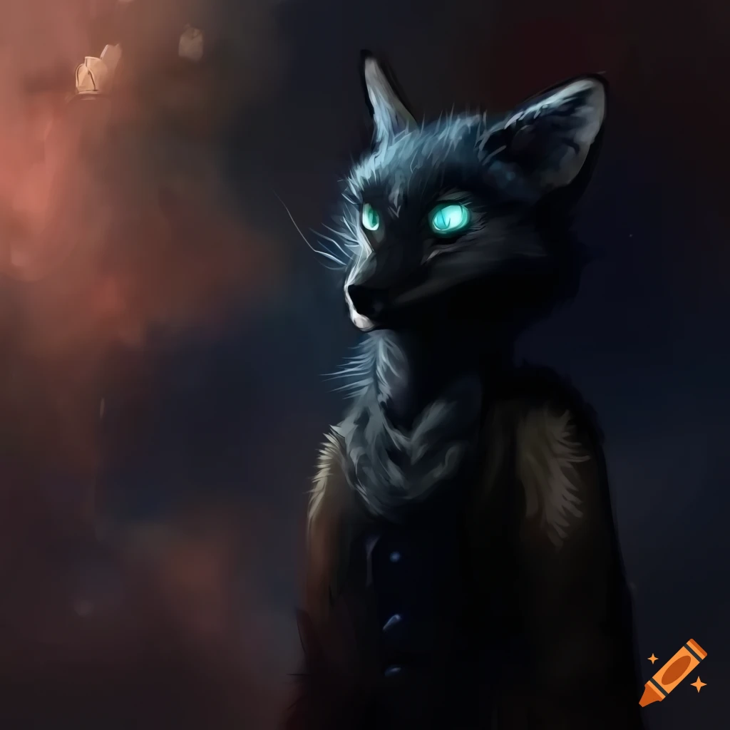 Anthropomorphic black fox in Stellaris art style on Craiyon