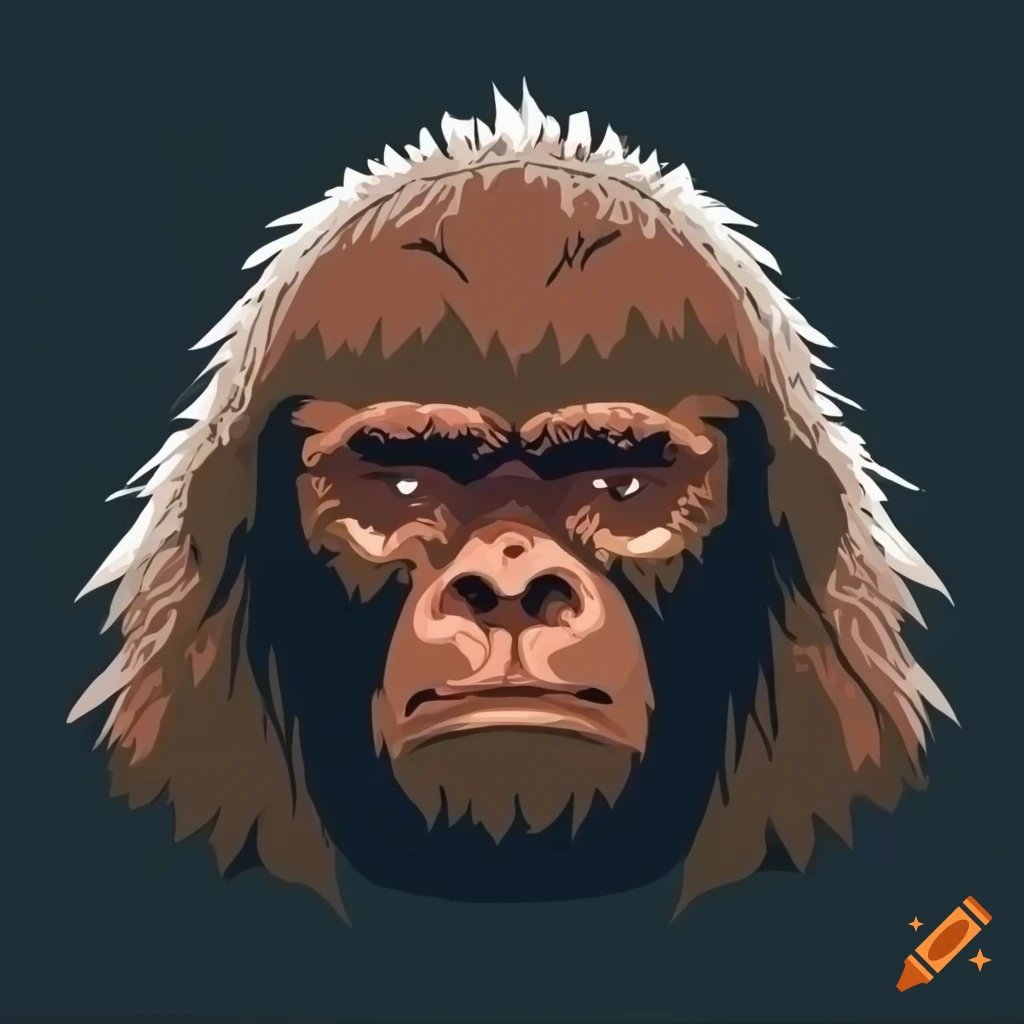 Detailed sasquatch vector with weathered skin and gentle eyes on Craiyon