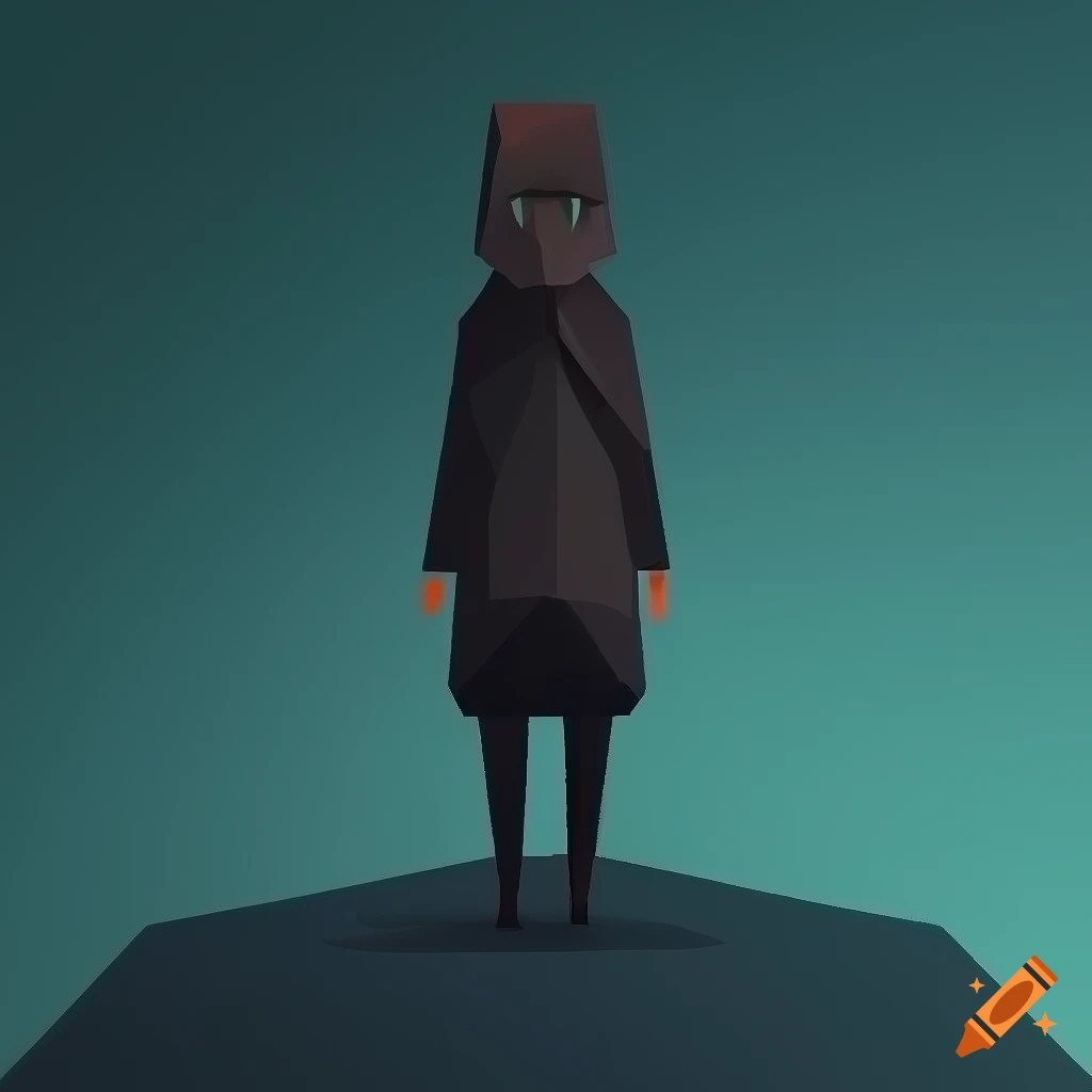 Alone person in a fantasy low poly game icon on Craiyon